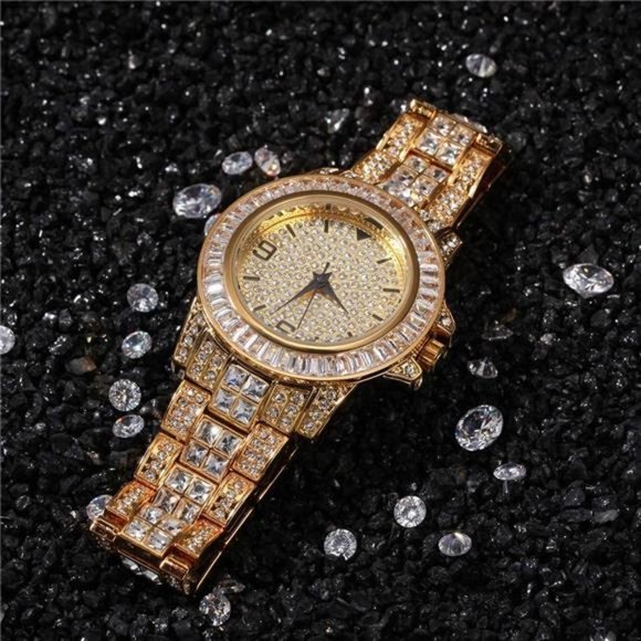 Accessories | Mens Gold Diamond Fully Iced Out Watch | Poshmark
